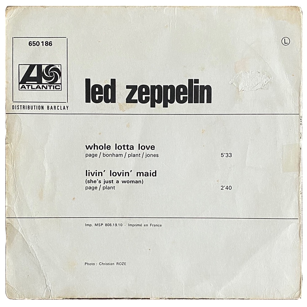 Single France (650186) Whole Lotta Love / Living Loving Maid (Promo) - Zepfan